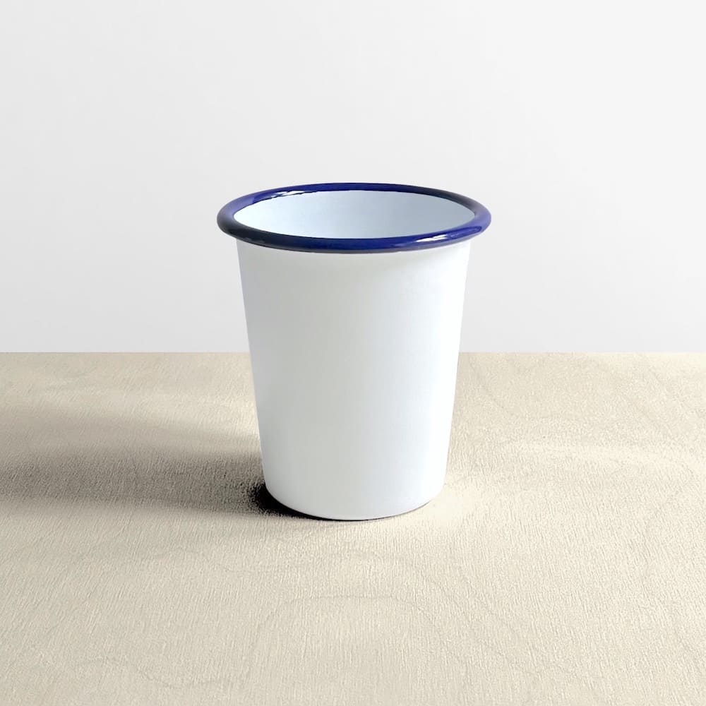 Enamel Tumbler - Blue Rimmed White - Falcon Enamelware | Gift Boxed