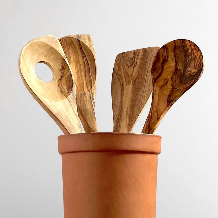 Set of 4 Olive Wood Kitchen Utensils - Selbrae House | Gift Boxed