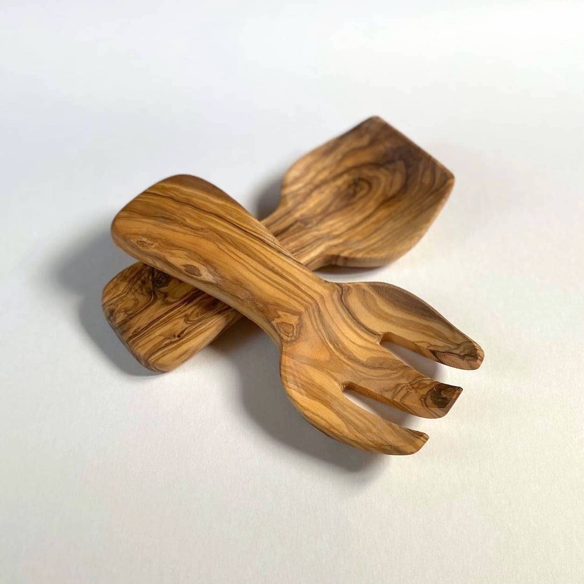 Olive Wood Salad Servers - Short - Eddingtons | Gift Wrapped